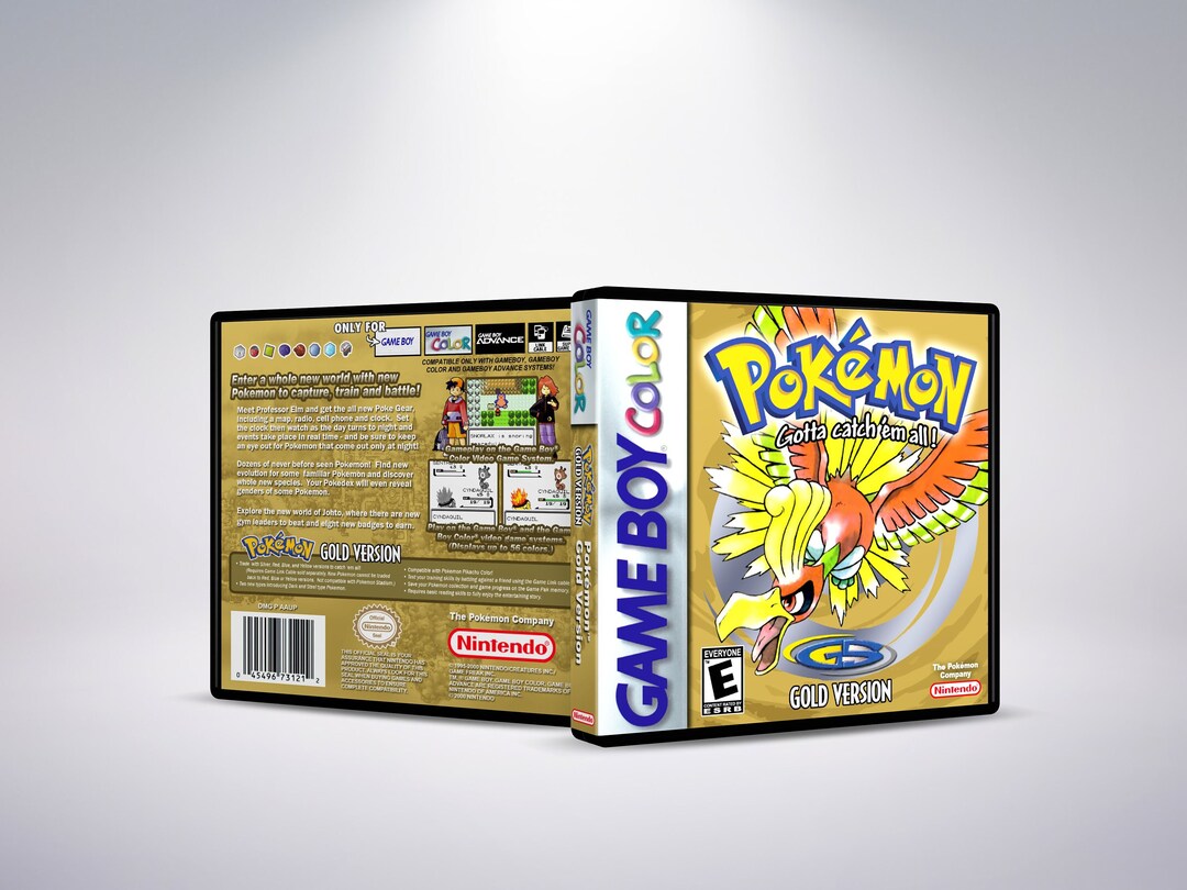 Custom GBC Game Case - Pokemon Gold Version - No Game - No Manual ...