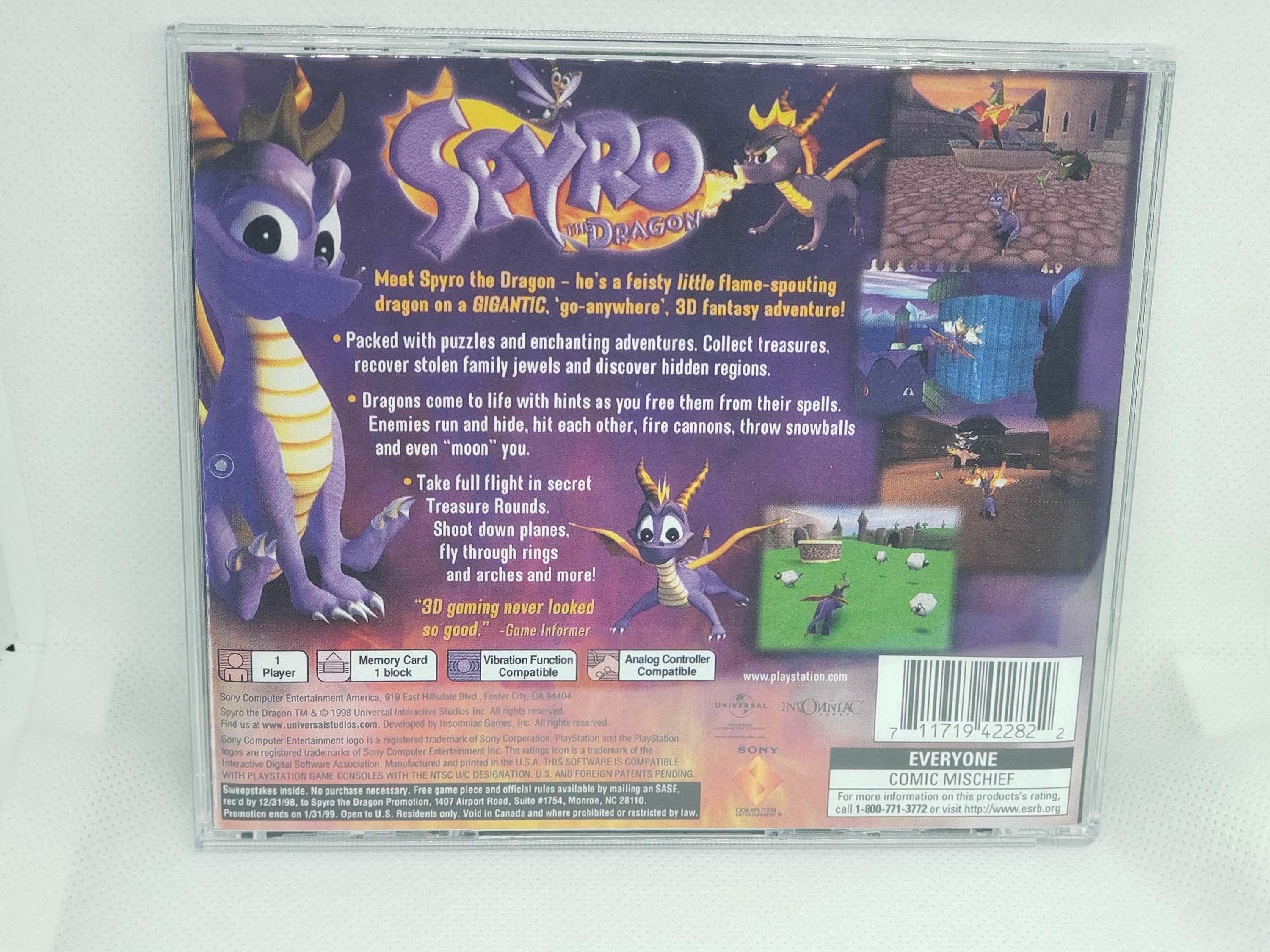 Spyro the Dragon Reproduction Case - No Disc - No Manual - PS1 - Sony ...