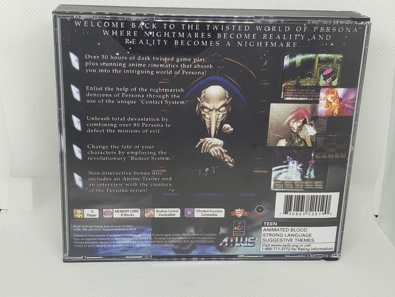 Persona 2 Reproduction Case - No Disc - No Manual - PS1 - Sony ...