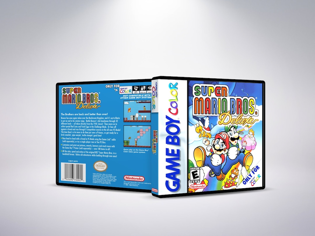 Custom GBC Game Case - Super Mario Bros Deluxe - No Game - No Manual ...