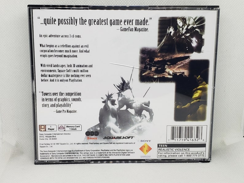 Final Fantasy VII Reproduction Case - No Disc - No Manual - PS1 - Sony ...