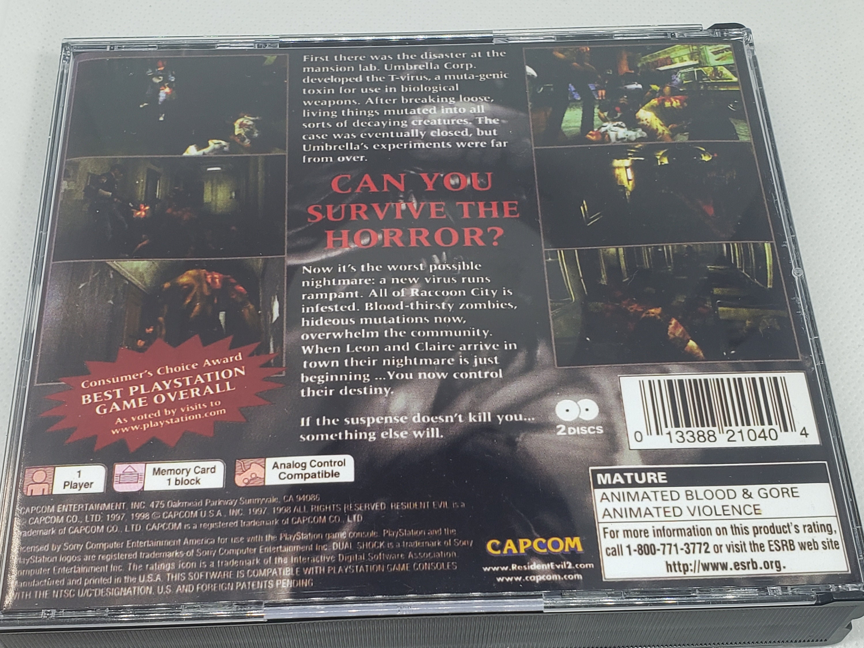 Resident Evil 2 Reproduction Case - No Disc - No Manual - PS1 - Sony ...