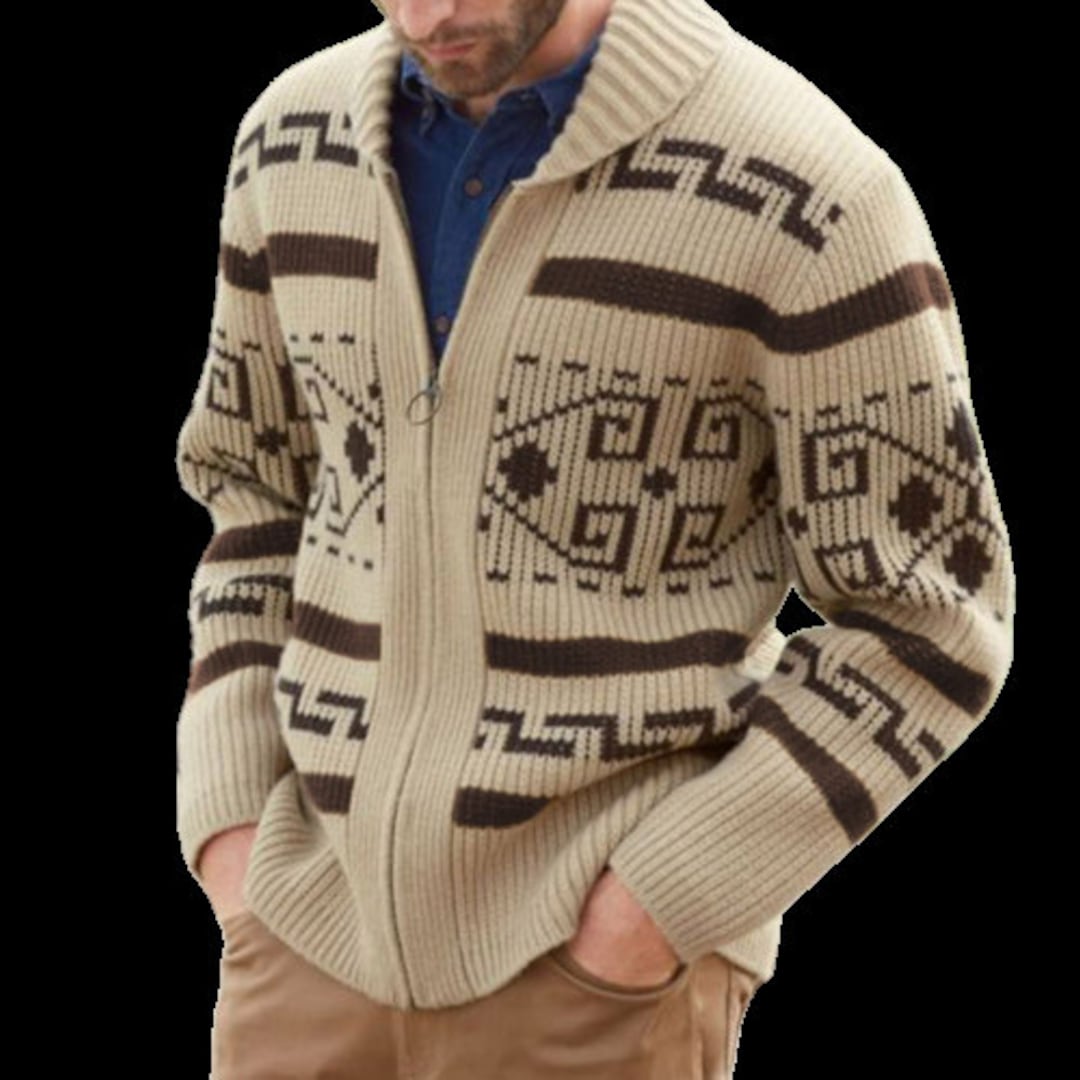 Big Lebowski Cardigan Dude Style Sweater Hand Knit Cowichan - Etsy