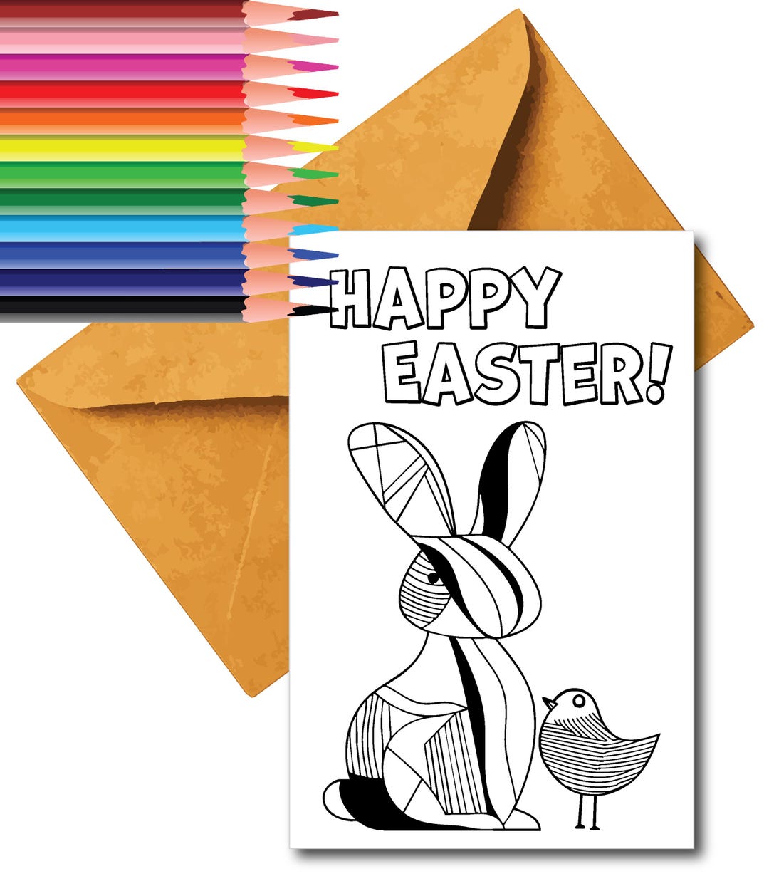Easter 3-pack Colorable Cards | Happy Easter Coloring Card DIGITAL ...