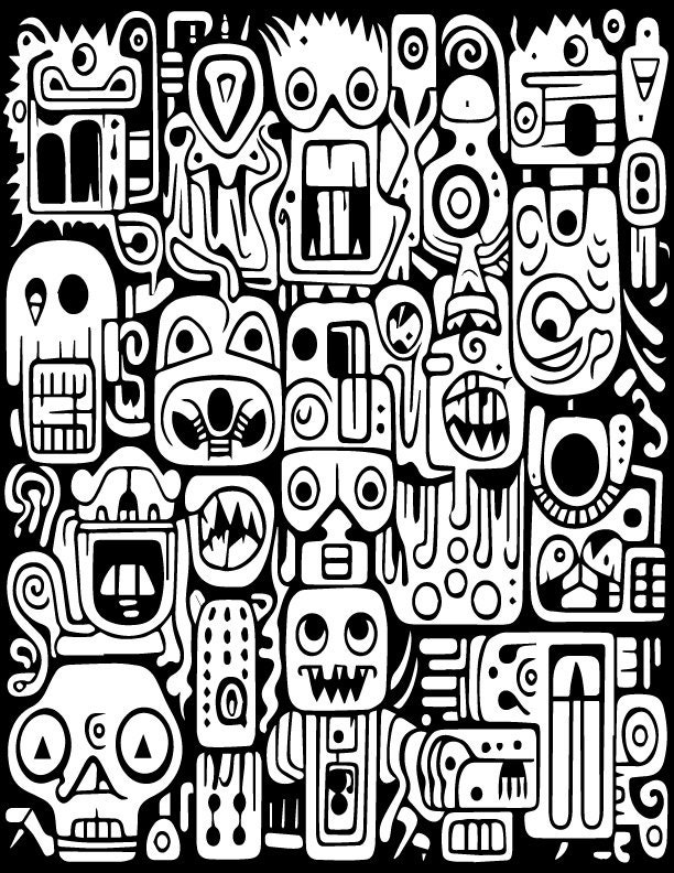 Monster Doodles Coloring Pages: 50 Printable Designs (digital Download ...