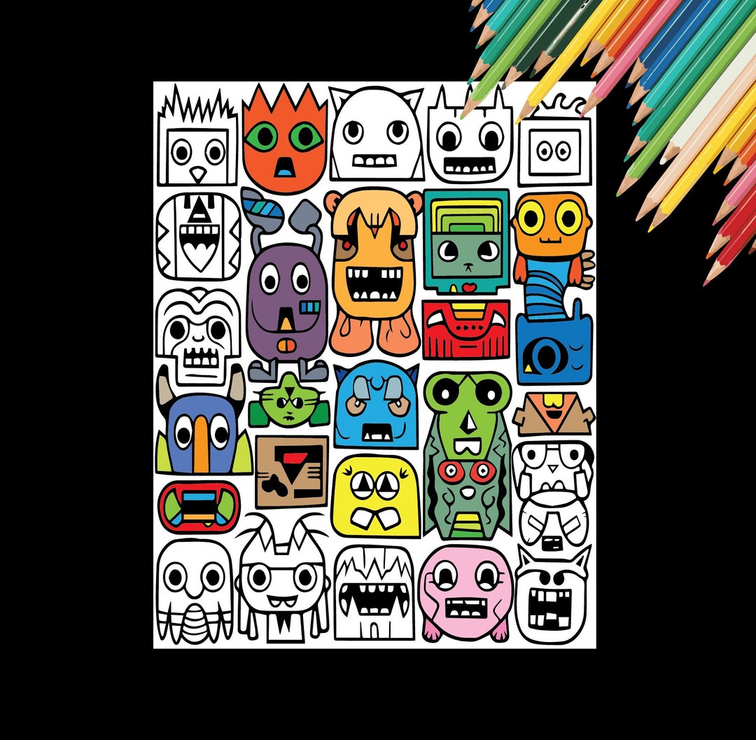 Monster Doodles Coloring Pages: 50 Printable Designs (digital Download ...