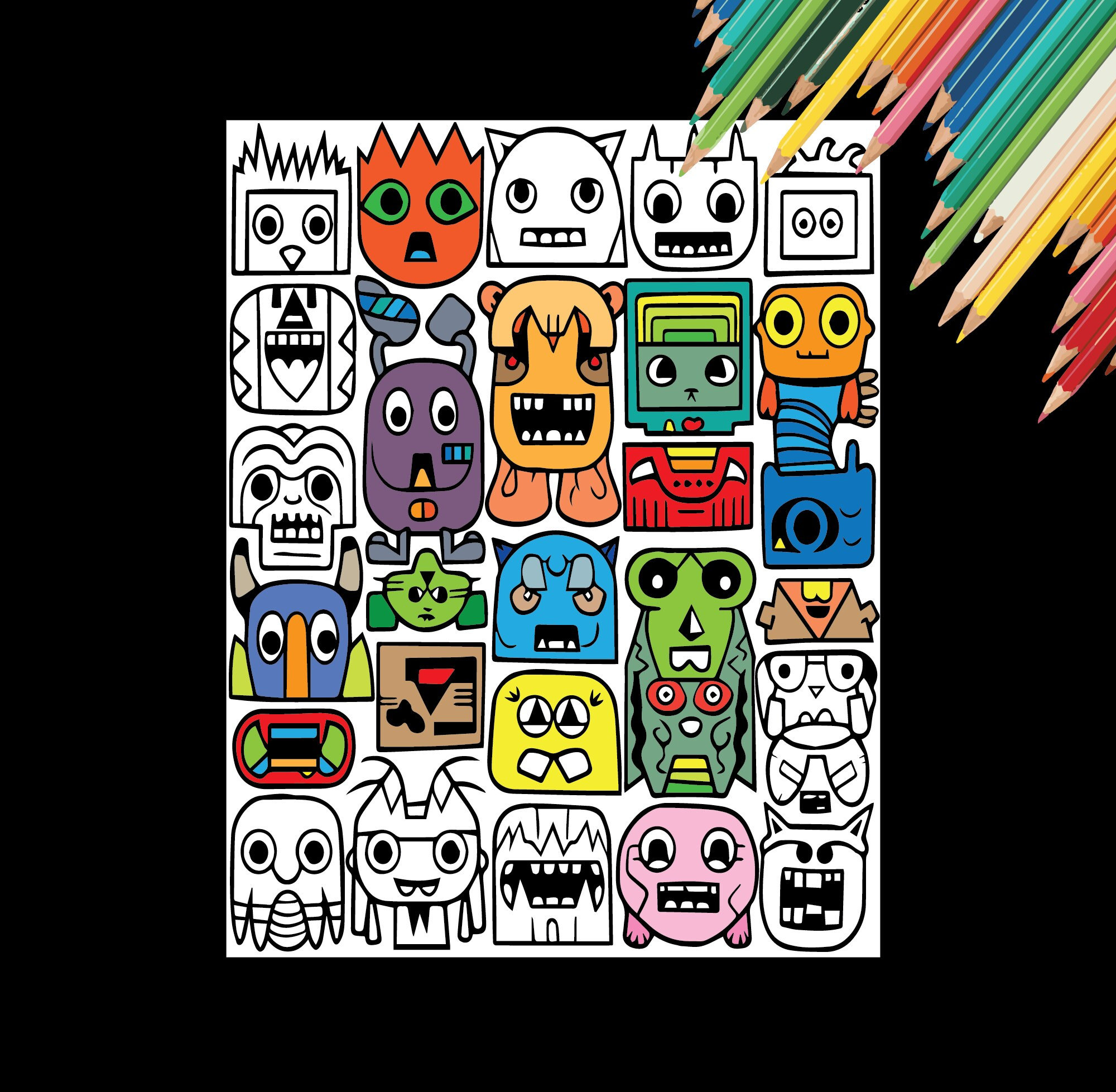 Monster Doodles Coloring Pages: 50 Printable Designs (digital Download ...