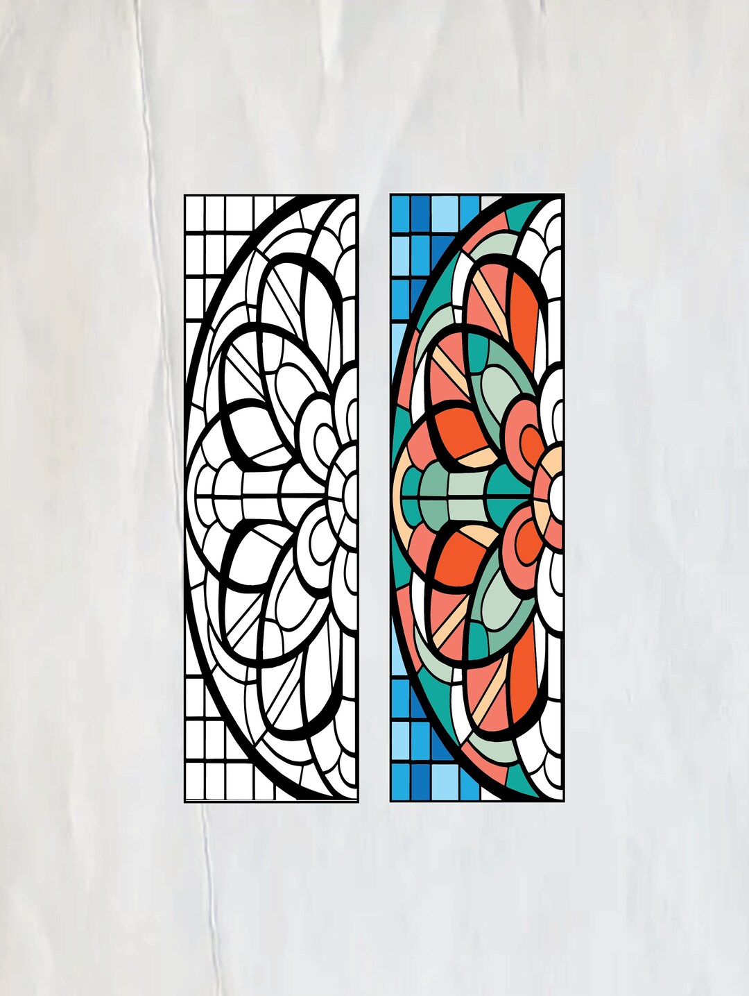 Mosaic Art Colorable Bookmark Craft: 12 Printable Bookmarks (digital ...