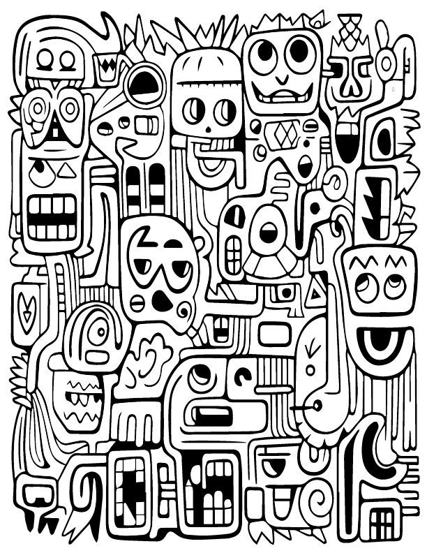 Monster Doodles Coloring Pages: 50 Printable Designs (digital Download ...