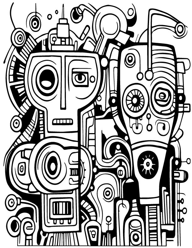 Robots & Futuristic Coloring Pages 50 Printable Coloring Pages Relaxing ...