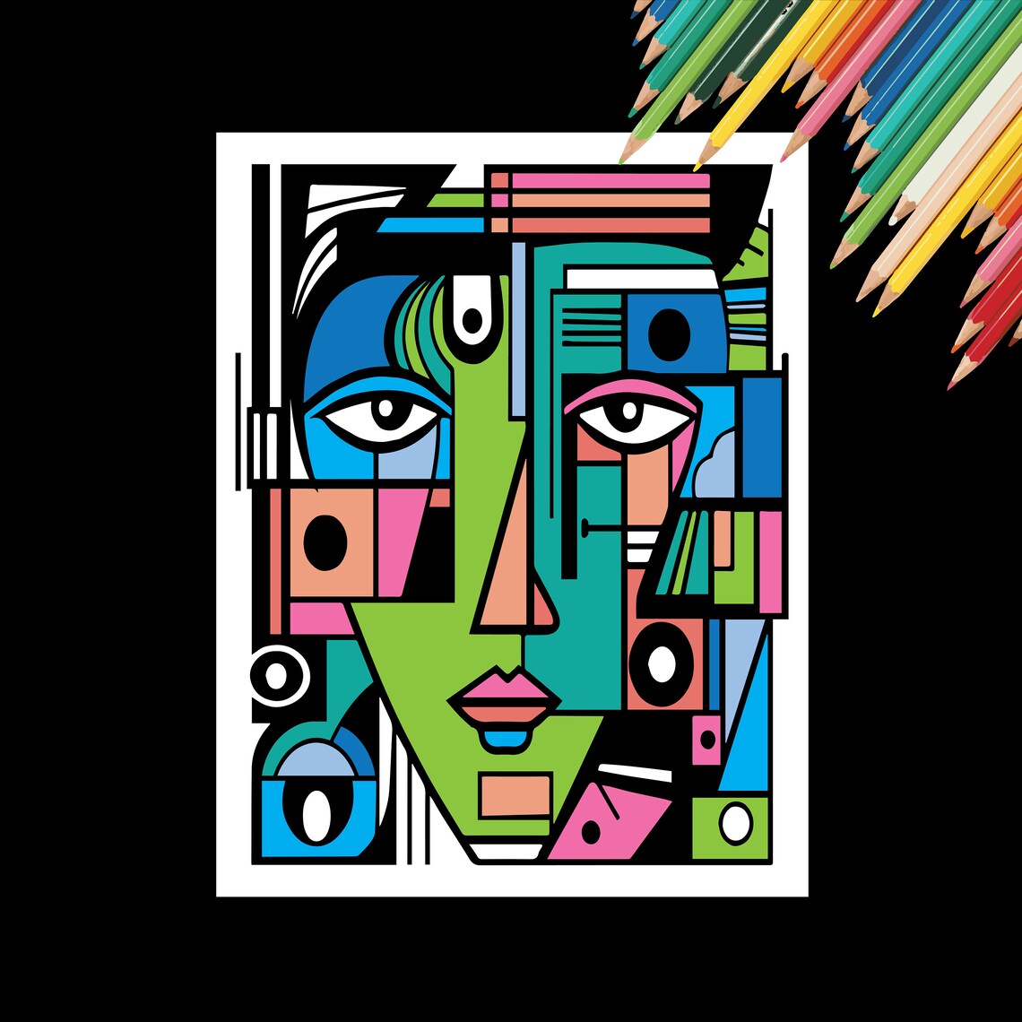 Volume 2 - Picasso Faces Coloring Pages: 50 Printable Designs (digital ...