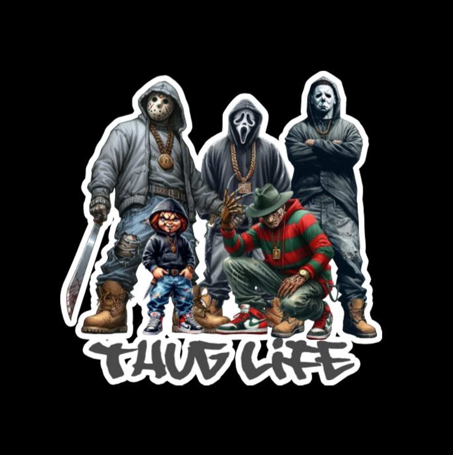 90's Slashers Sticker, Horror Sticker, Halloween Sticker, Thug Life ...