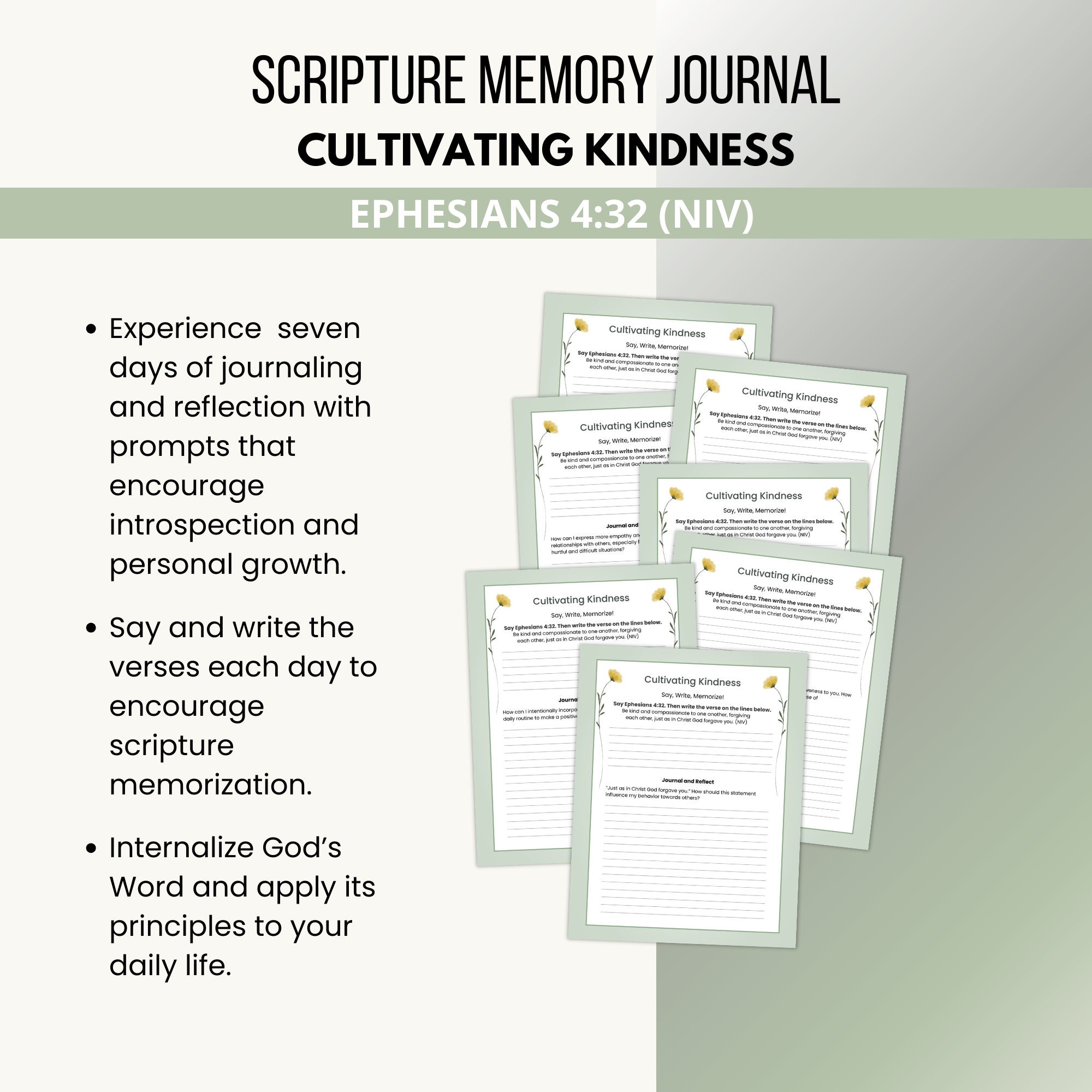 Scripture Memory Journal, Ephesians, Kindness, Compassion, Forgiveness ...