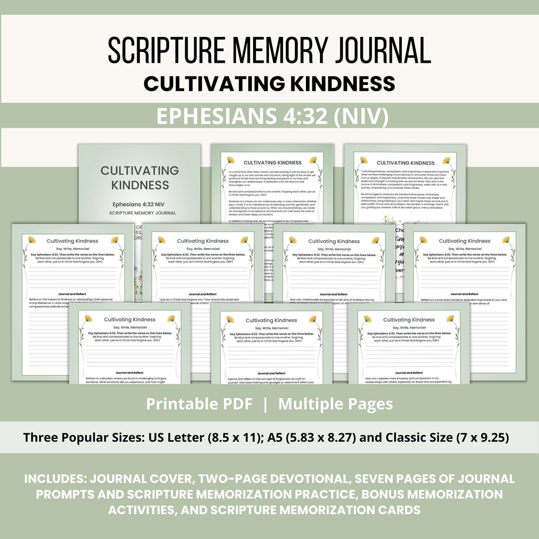 Scripture Memory Journal, Ephesians, Kindness, Compassion, Forgiveness ...