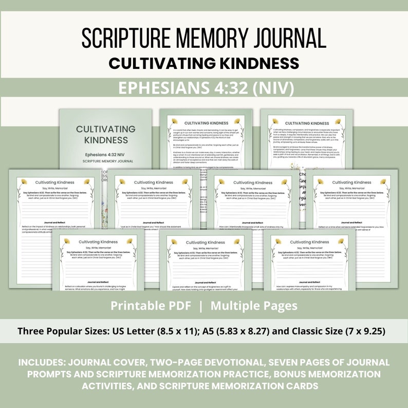 Scripture Memory Journal, Ephesians, Kindness, Compassion, Forgiveness ...