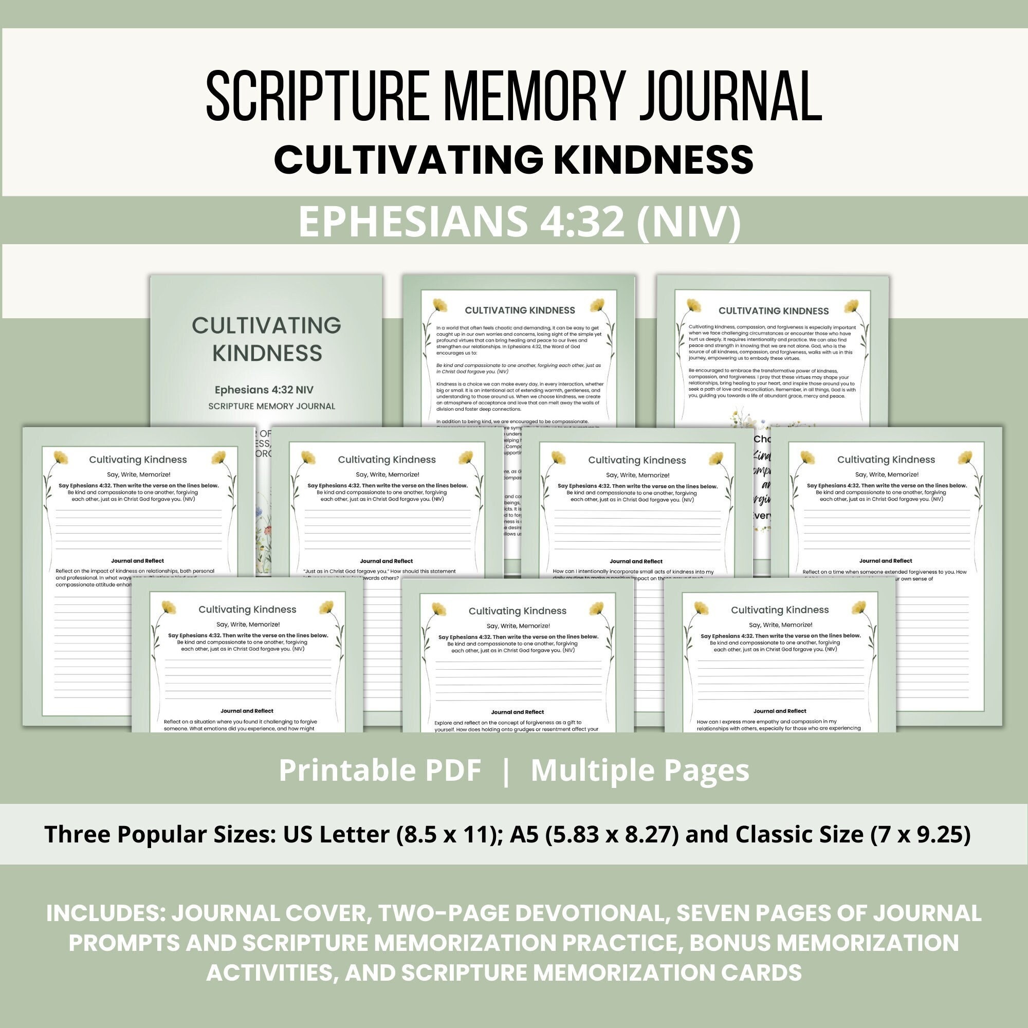 Scripture Memory Journal, Ephesians, Kindness, Compassion, Forgiveness ...