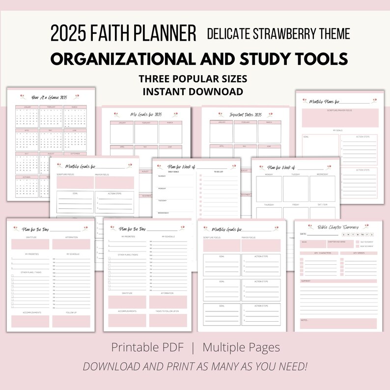 2025 Faith Planner, Calendar, Prayer Focus, Habit Tracker, Scripture ...
