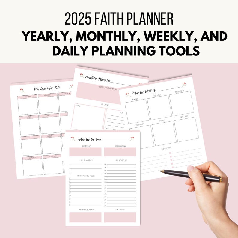 2025 Faith Planner, Calendar, Prayer Focus, Habit Tracker, Scripture ...