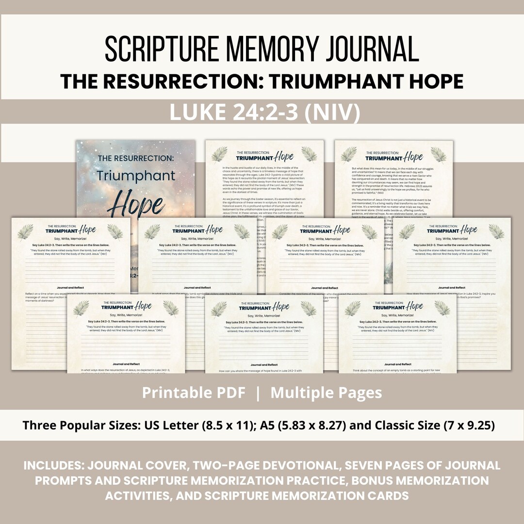 Scripture Memory Journal, Easter, Resurrection, Hope, Memorize, Bible ...