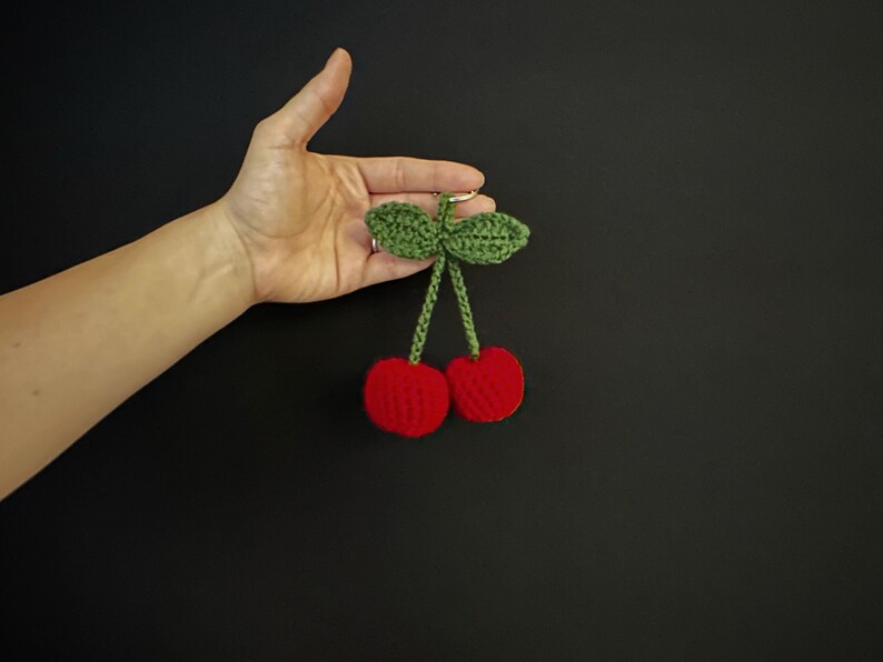 Crochet Cherry Keychain - Etsy