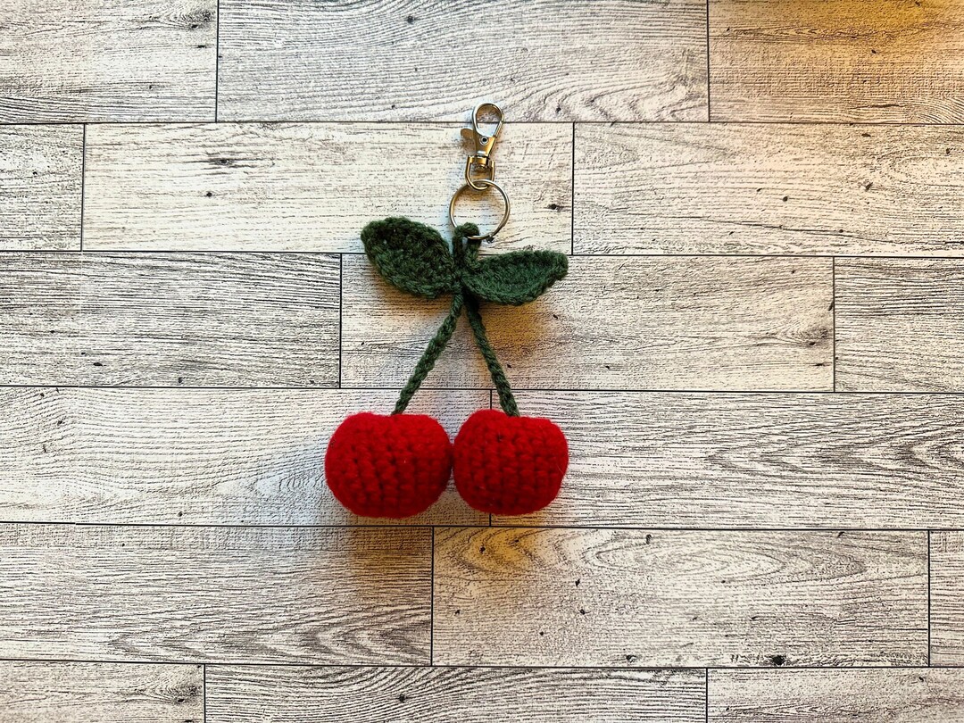 Crochet Cherry Keychain - Etsy