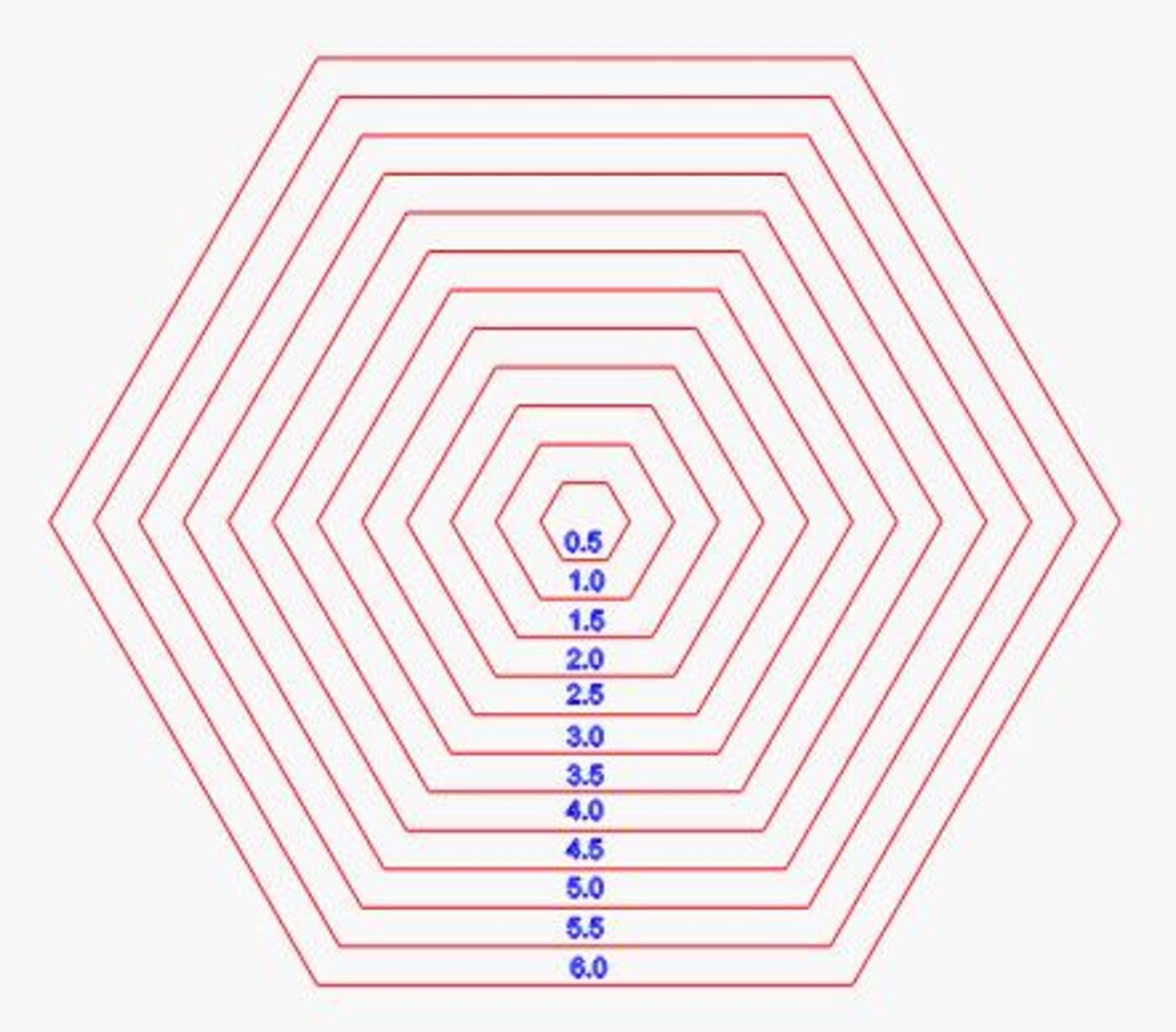 1/2 Set NESTED HEXAGONS Acrylic Template Multiple Hexagons 0.5 to 6.0 ...