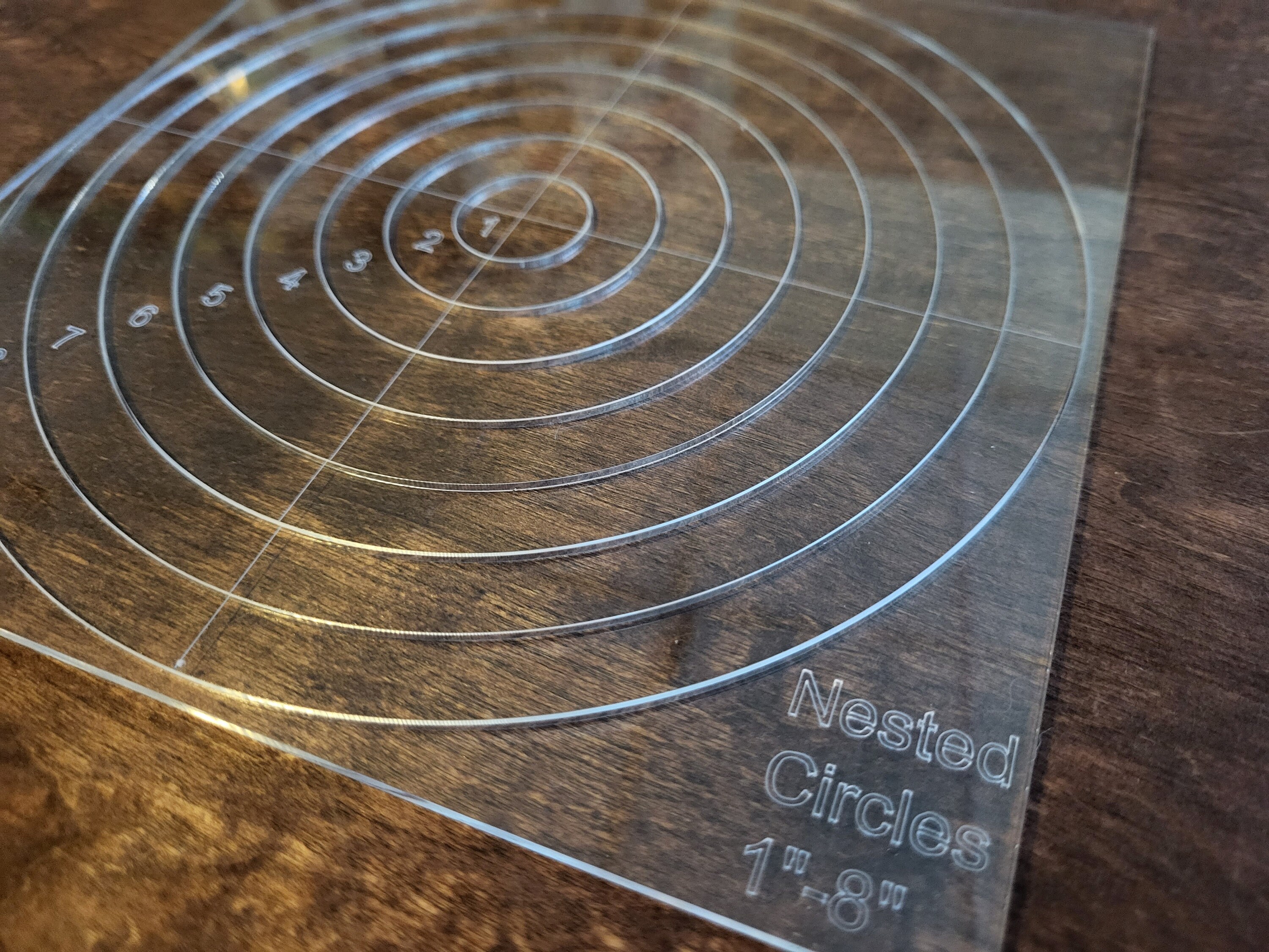 Inch Set NESTED CIRCLES Acrylic Template Multi Circles 1 to 8 Diameter ...