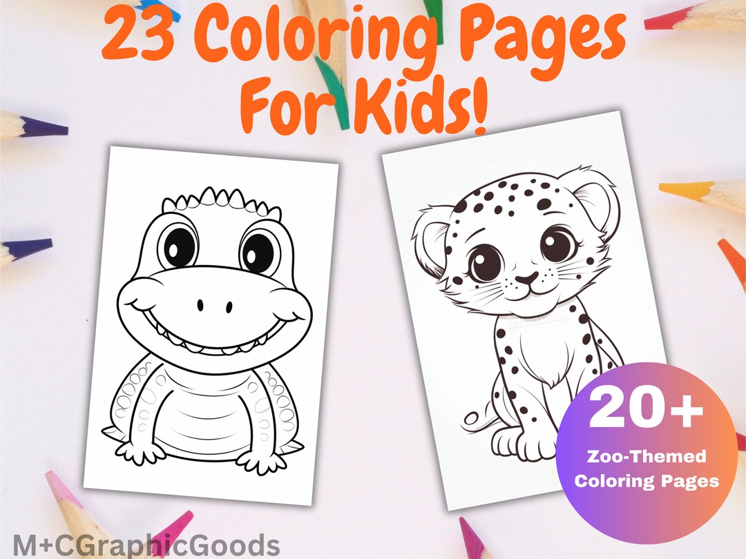 Animal Coloring Page Bundle With 23 Zoo Pages for Kids & Teens Cute ...