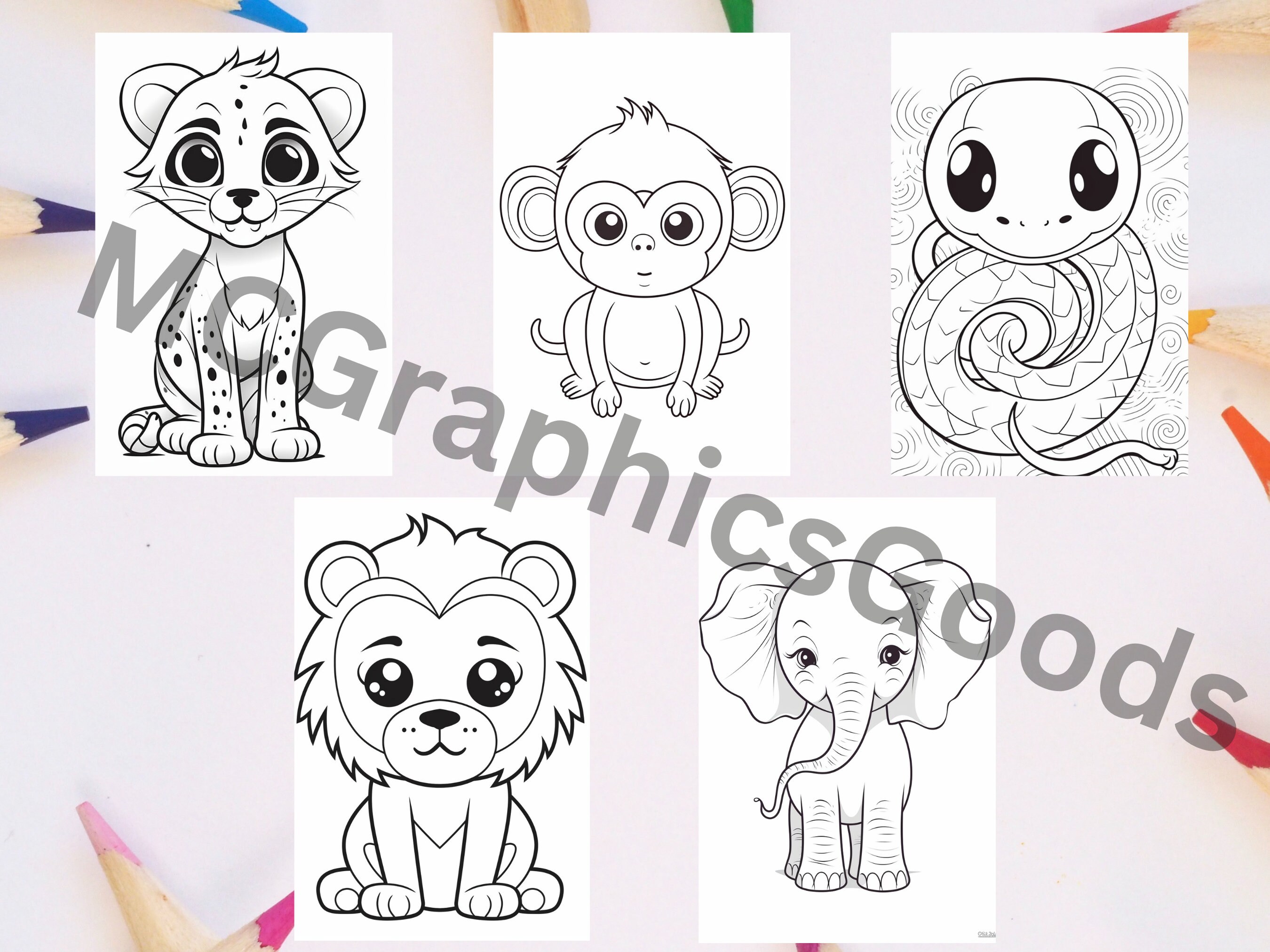 Animal Coloring Page Bundle With 23 Zoo Pages for Kids & Teens Cute ...