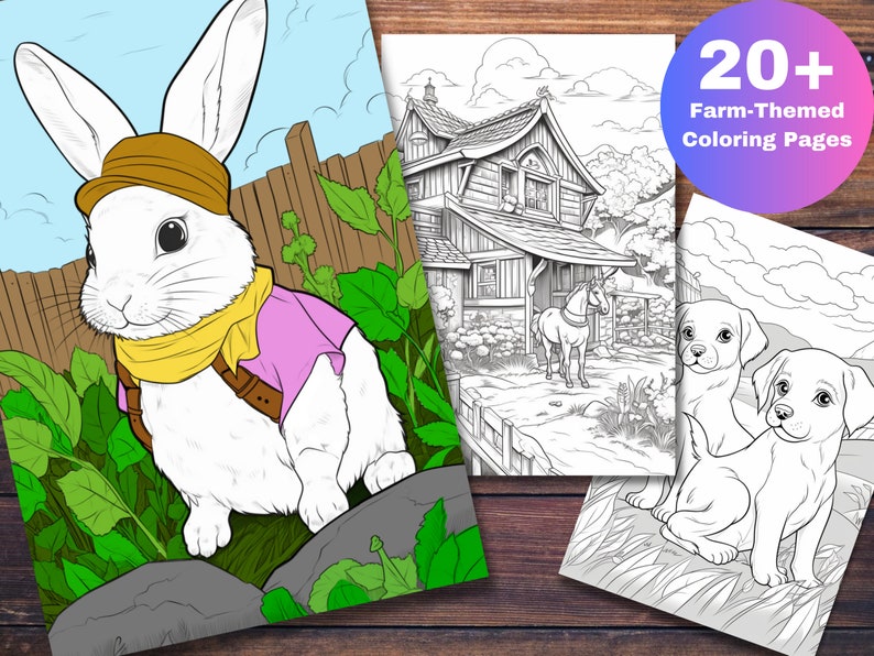 Farm Coloring Page Bundle With 21 Digital Sheets for A Kid & Adult ...