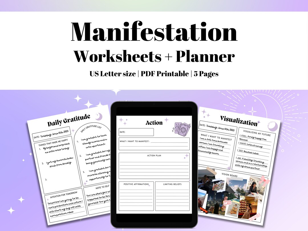 Manifestation Worksheets & Planner for Manifestation Journal or ...