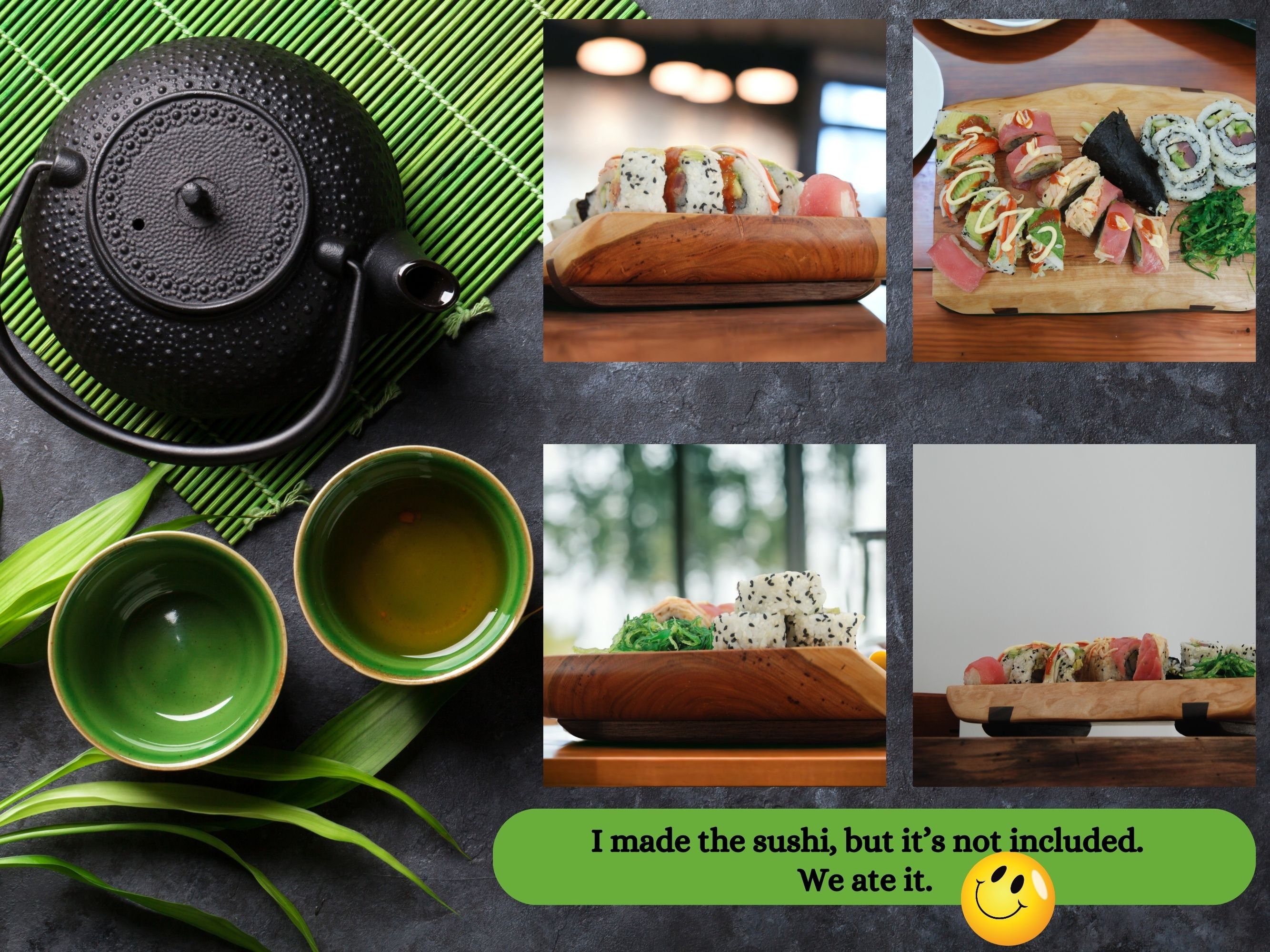 Sushi Gift Set Live Edge Cherry Sushi Platter Handmade Chopsticks Sushi ...