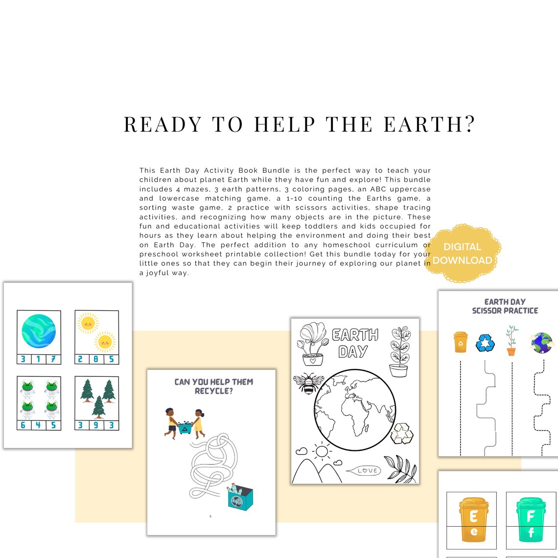 Earth Day Activity Book Bundle, Preschool Printable, Homeschool ...