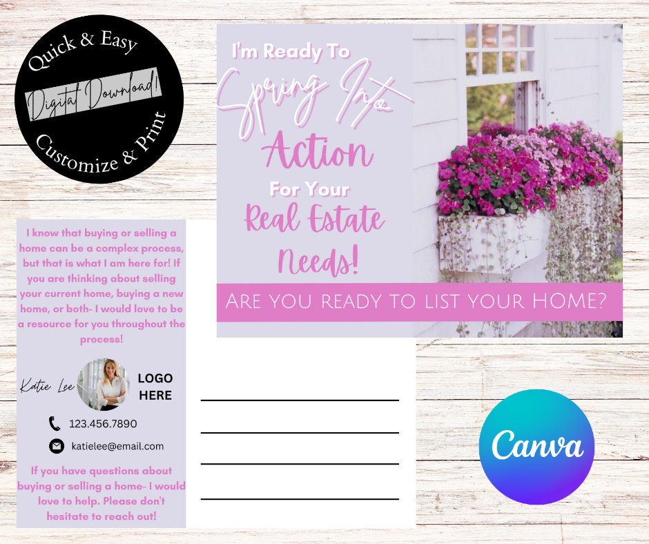 Real Estate Spring Postcard, Spring Into Action, Realtor Farming ...
