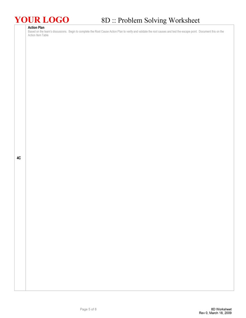 8D- Problem Solving Template | Root Cause Analysis Work Sheet ...