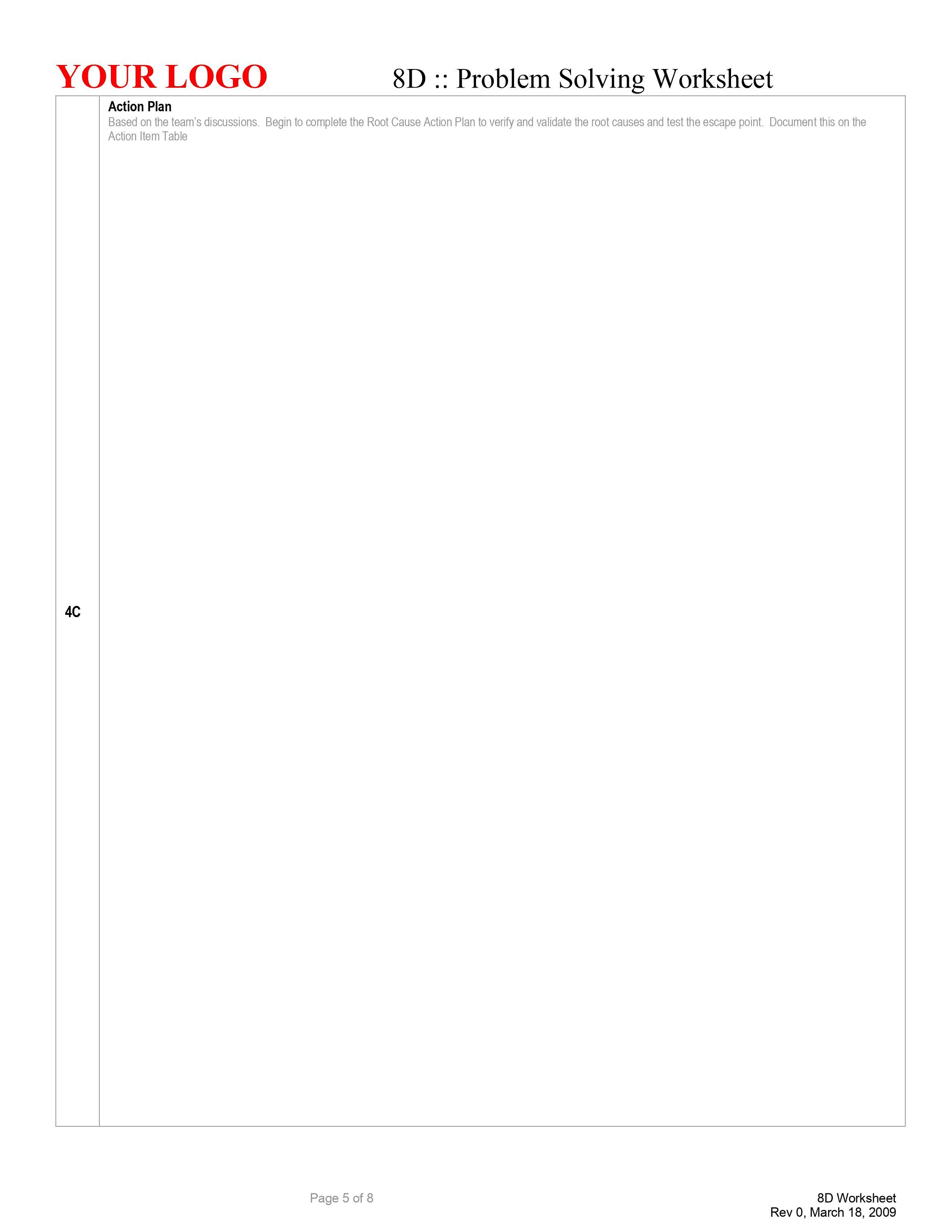 8D- Problem Solving Template | Root Cause Analysis Work Sheet ...