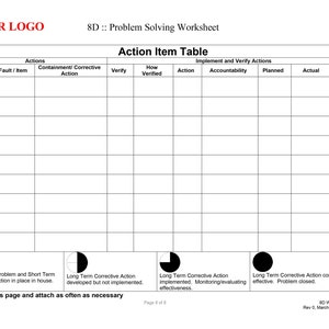 8D- Problem Solving Template | Root Cause Analysis Work Sheet ...