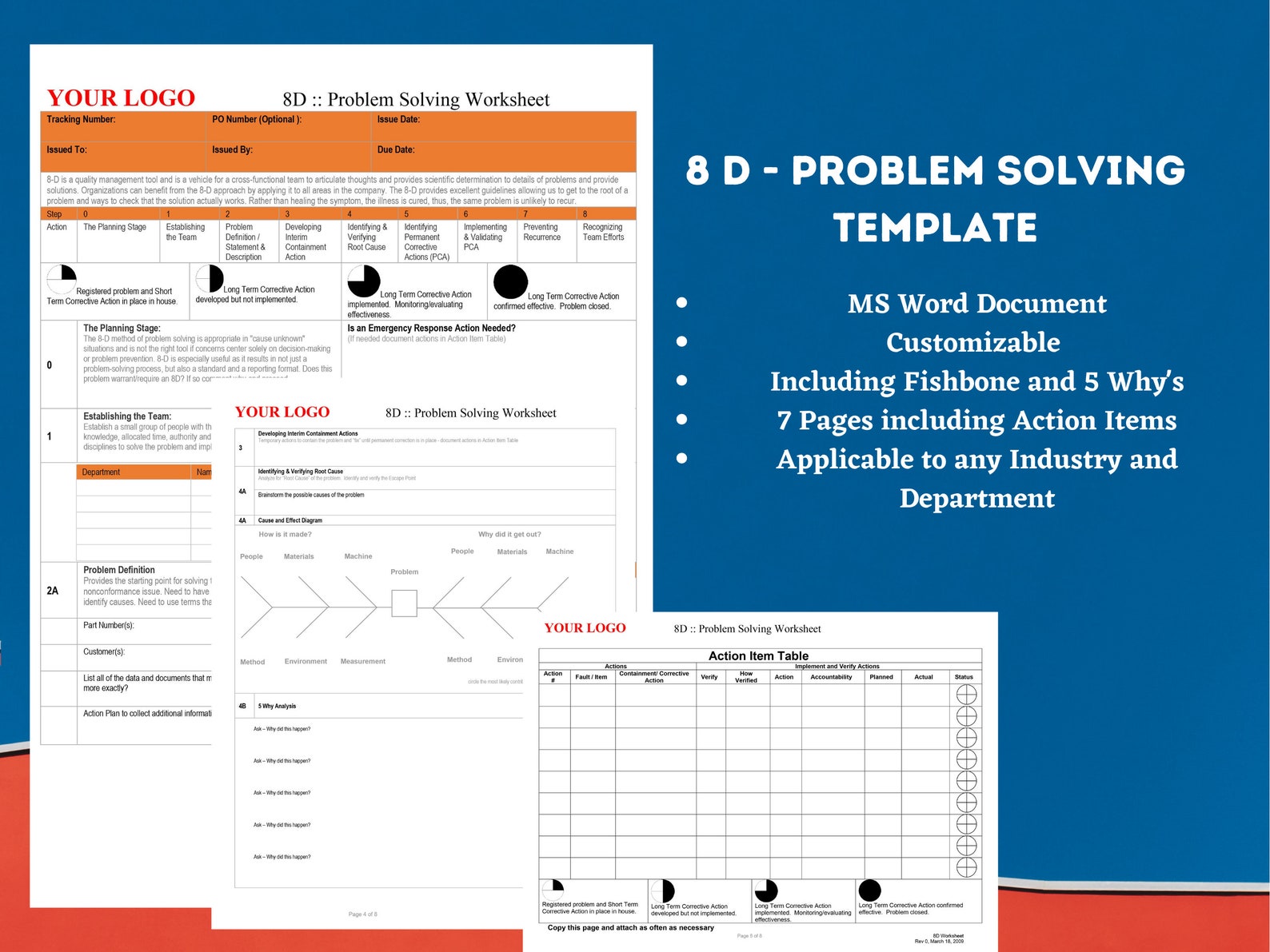 8D- Problem Solving Template | Root Cause Analysis Work Sheet | Customizable Word Document - Etsy