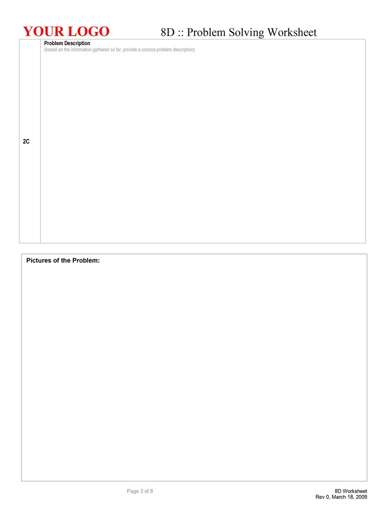 8D- Problem Solving Template | Root Cause Analysis Work Sheet ...