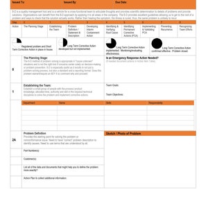 8D- Problem Solving Template | Root Cause Analysis Work Sheet ...