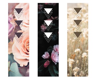Set of 5 Flower Bookmarks, Floral Bookmarks, Digital Bookmarks to ...