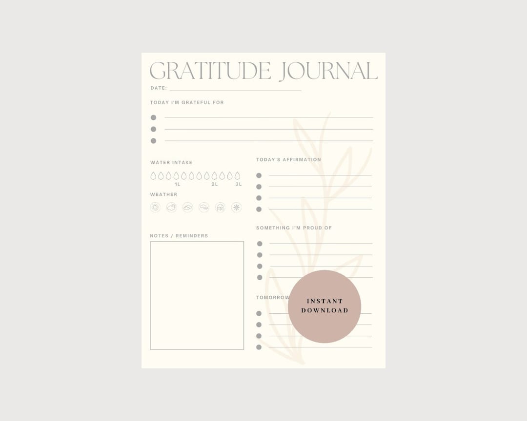 Gratitude Journal Printable | Gratitude Journal Sheet | Grateful ...