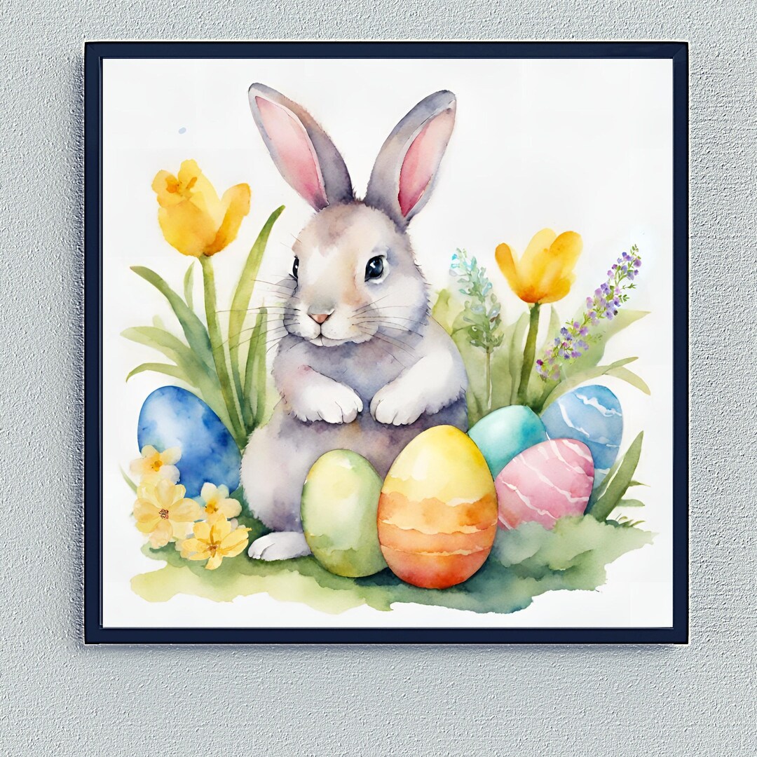 Easter Decor | Easter Wall Art | Watercolor Easter Art | Easter Rabbit ...
