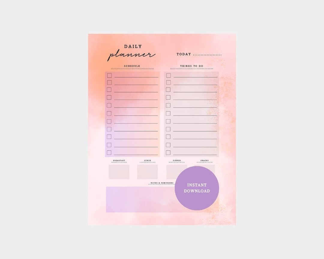Tie Dye Daily Planner Printable: Task Tracker Organizer (PDF & JPG) - Etsy