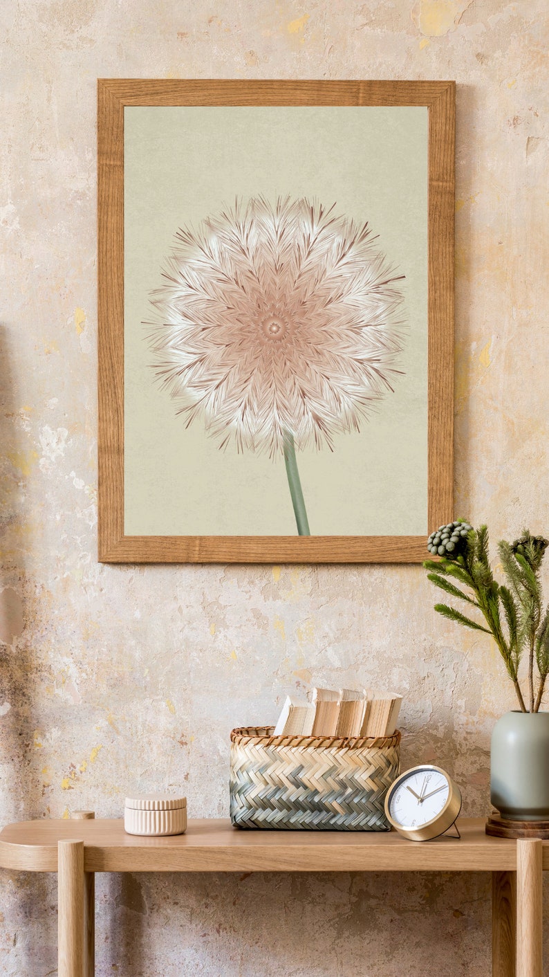 Dandelion Puff Art Printable Warm Neutral Colors - Etsy