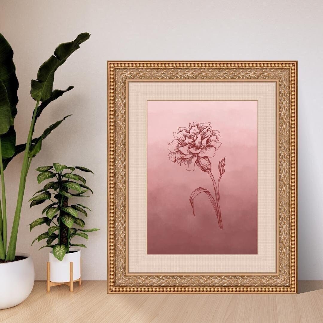 Carnation Birth Flower Print | Carnation Printable Wall Art | January ...
