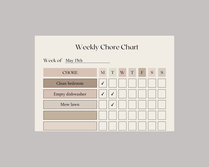 Kids Chore Chart Printable: Editable Weekly Chart (digital Download) - Etsy
