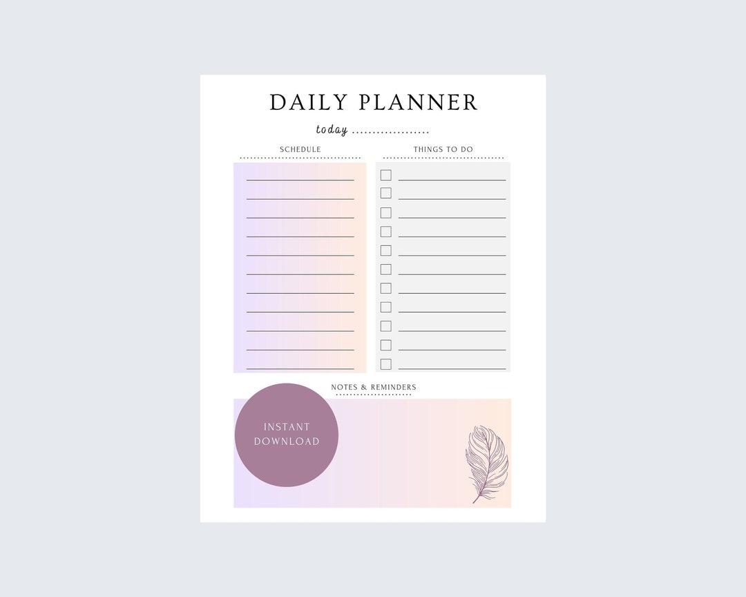 Daily Personal Planner Sheet: Printable & Editable (instant Download ...