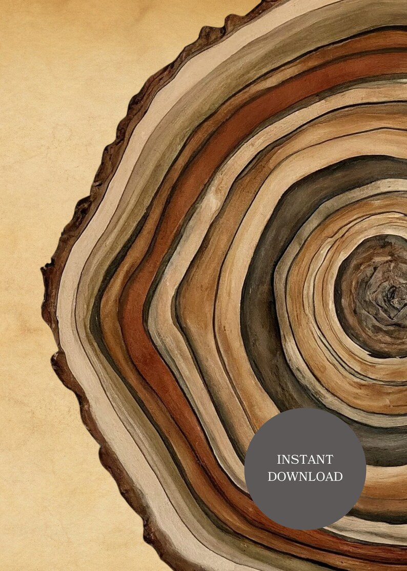 Rustic Tree Ring Wall Art Nature Inspired Decor Warm Earthy Brown Tones ...