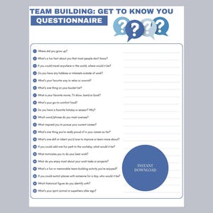 Team Building Get to Know You Questionnaire (digital Download) - Etsy